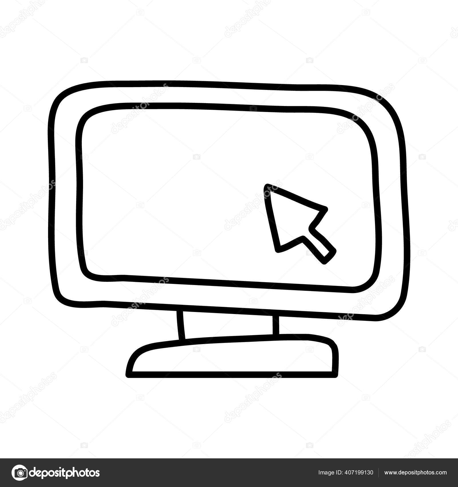 Desktop and arrow cursor line style icon Stock Vector by ©yupiramos ...