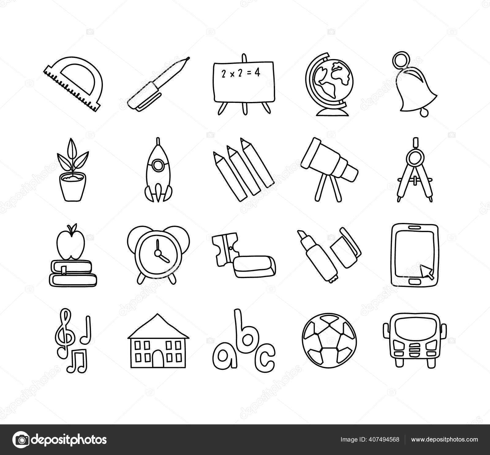 Bundle of twenty school supplies line style Stock Vector Image by ...
