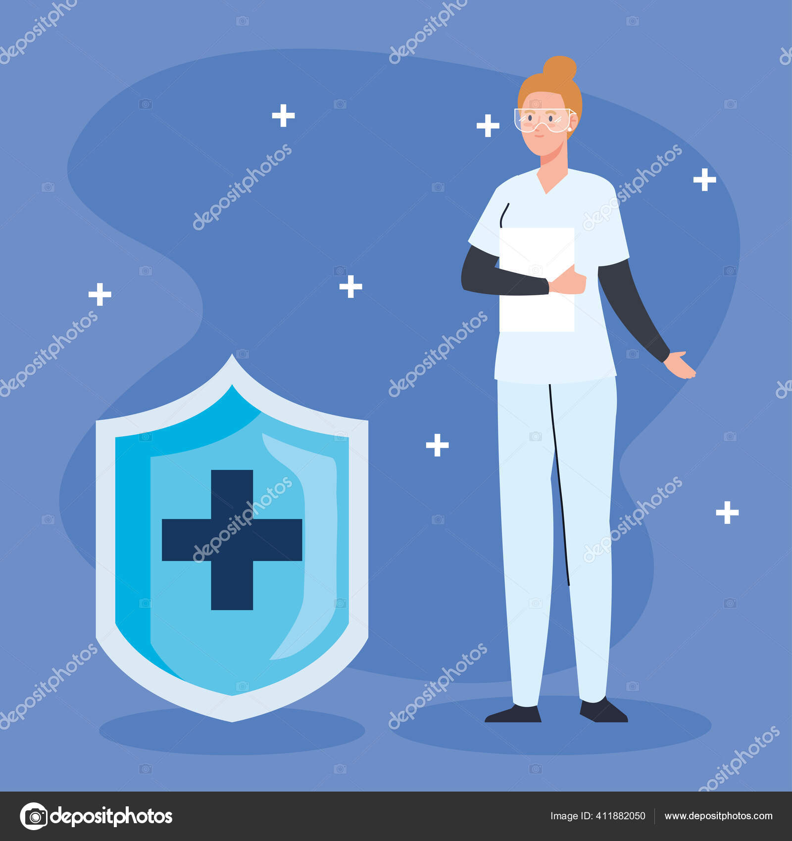 Doctor female professional with shield Stock Vector Image by ©yupiramos ...