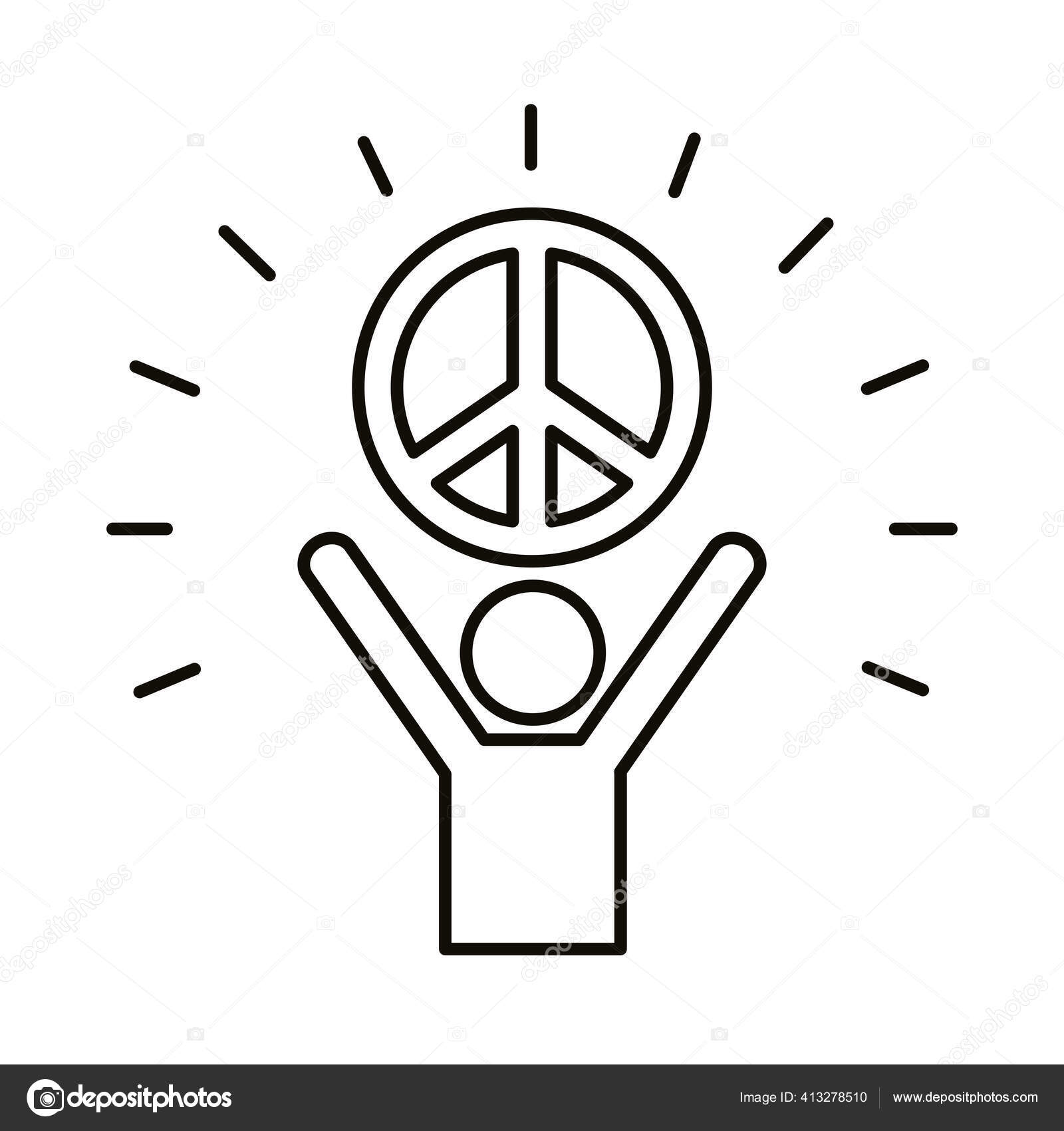 Avatar figure lifting peace symbol line style icon Stock Vector by ...