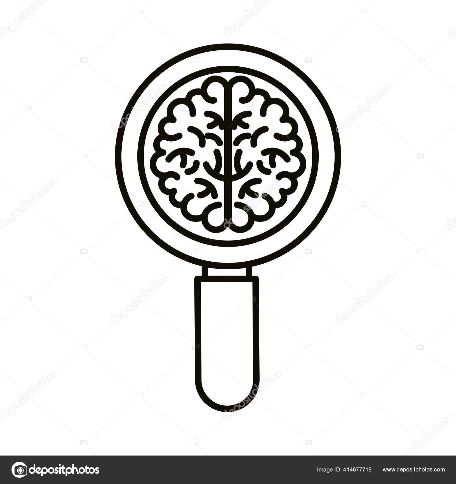 Brain human with magnifying glass line style icon Stock Vector by ...