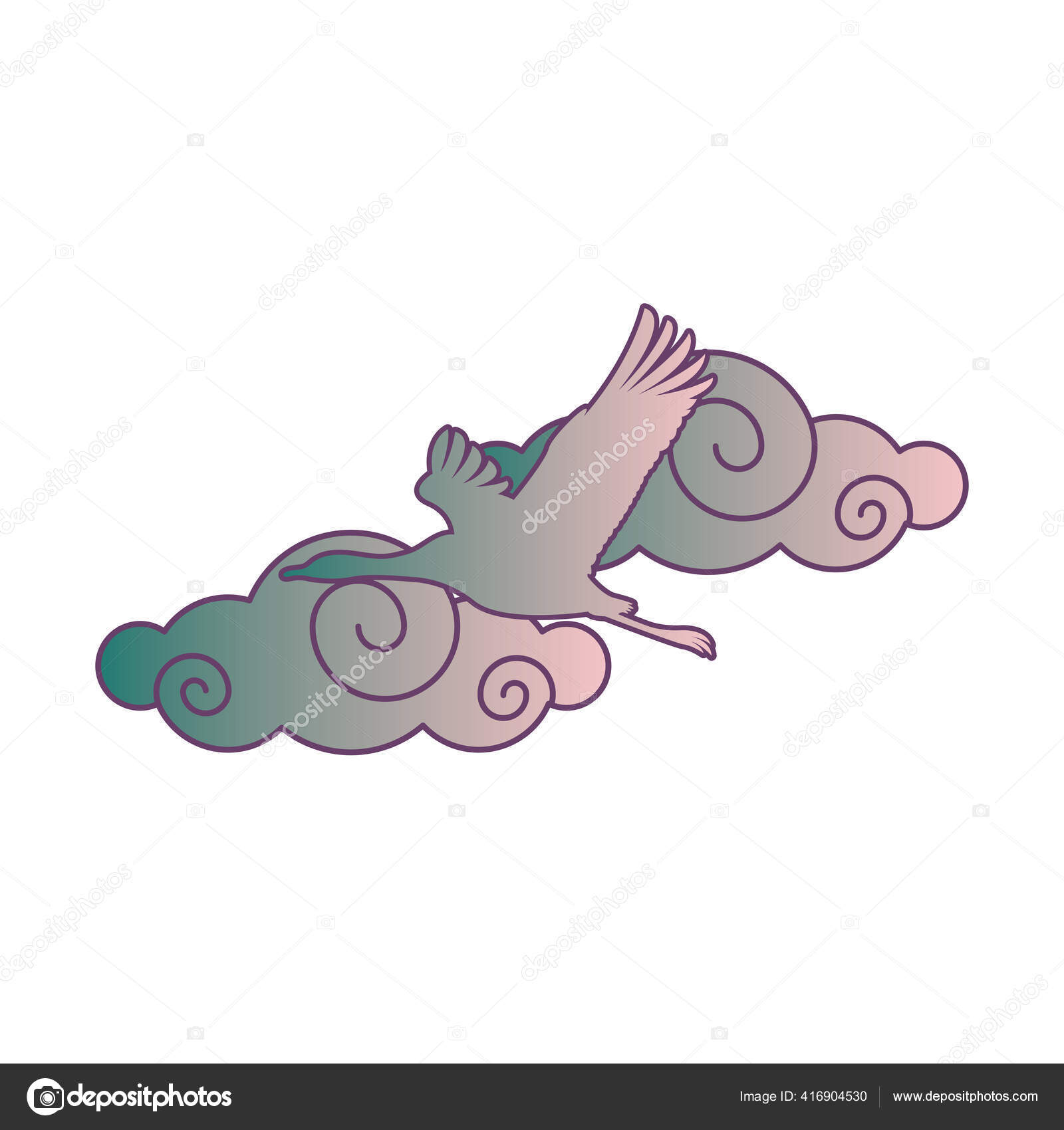 Stork with clouds vector design Stock Vector by ©yupiramos 416904530