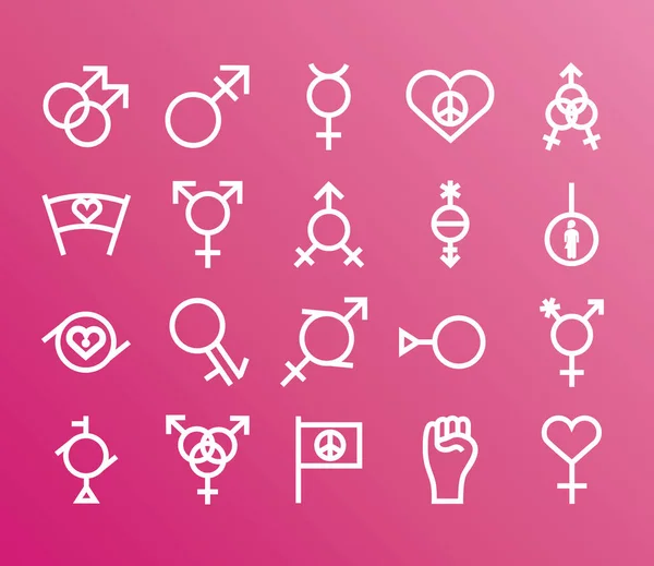Bundle Of Genders Symbols Of Sexual Orientation And Flags Multy Style