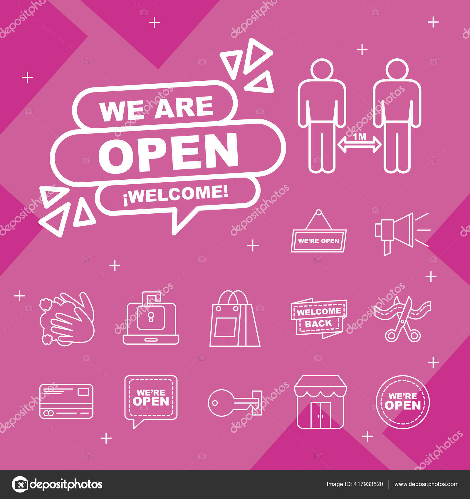 We are open line style icon collection vector design Stock Vector by ...