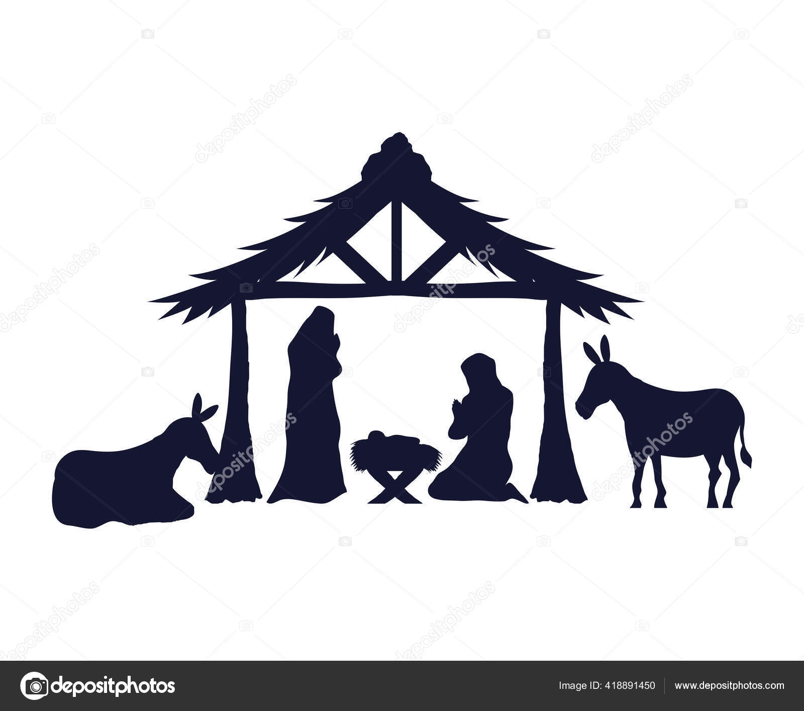 Mary And Joseph Silhouette Clip Art