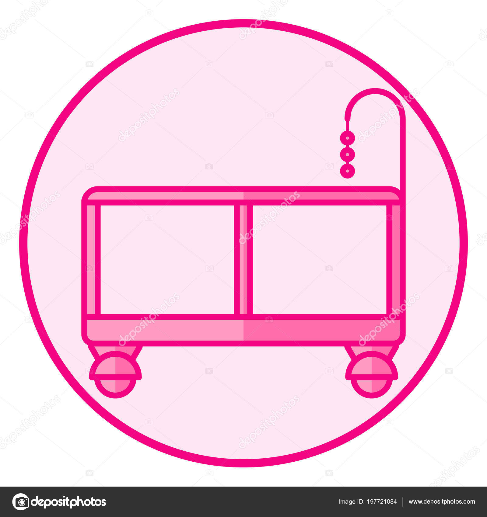 Playpen Pink Baby Icon White Background Line Art Vector Design Stock ...