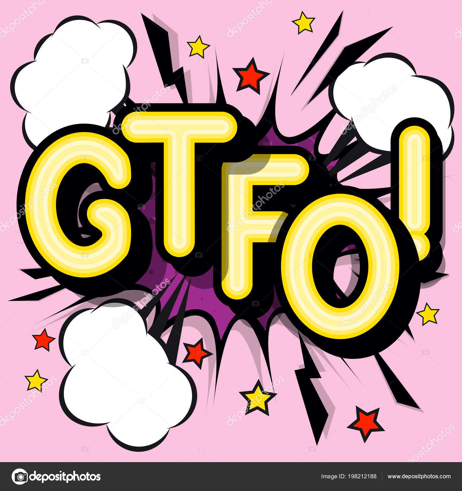 Gtfo Retro Lettering Shadows Halftone Pattern Retro Poster Background ...