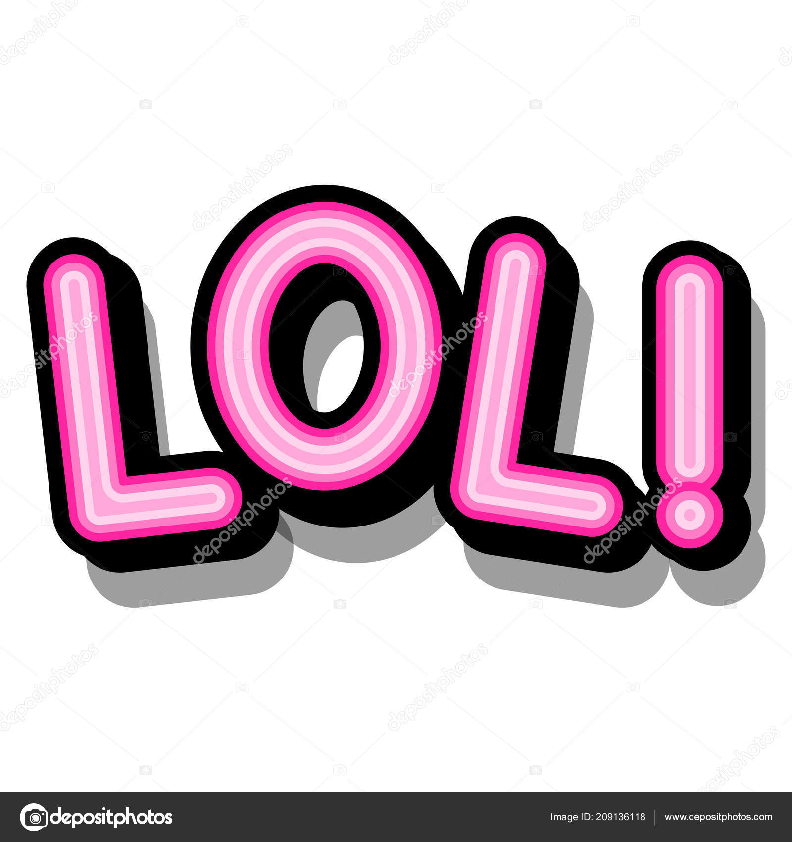 Lol Retro Lettering Shadows White Background Vector Bright Illustration ...