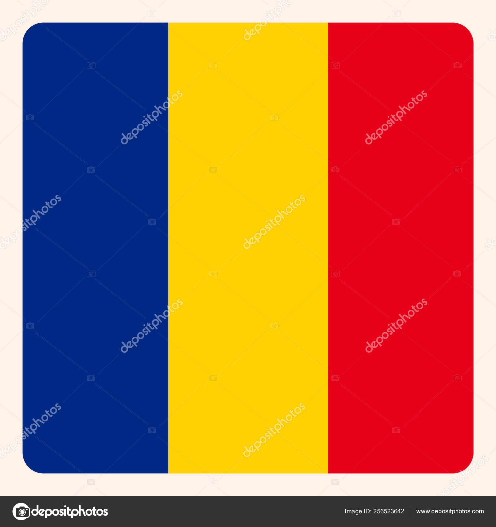 Romania square flag button, social media communication sign, — Stock ...