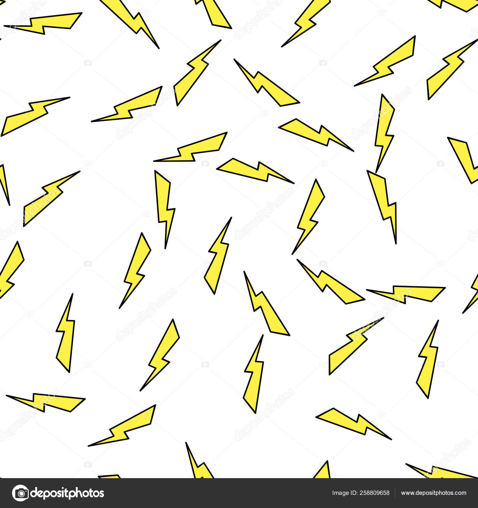 Lightning Seamless Pattern White Background Paper Print Design Abstract ...