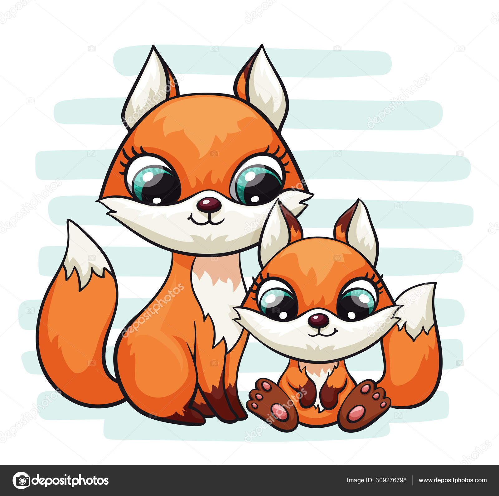 Fox baby with mom or dad cute print. Sweet tiny family. Cool friends ...