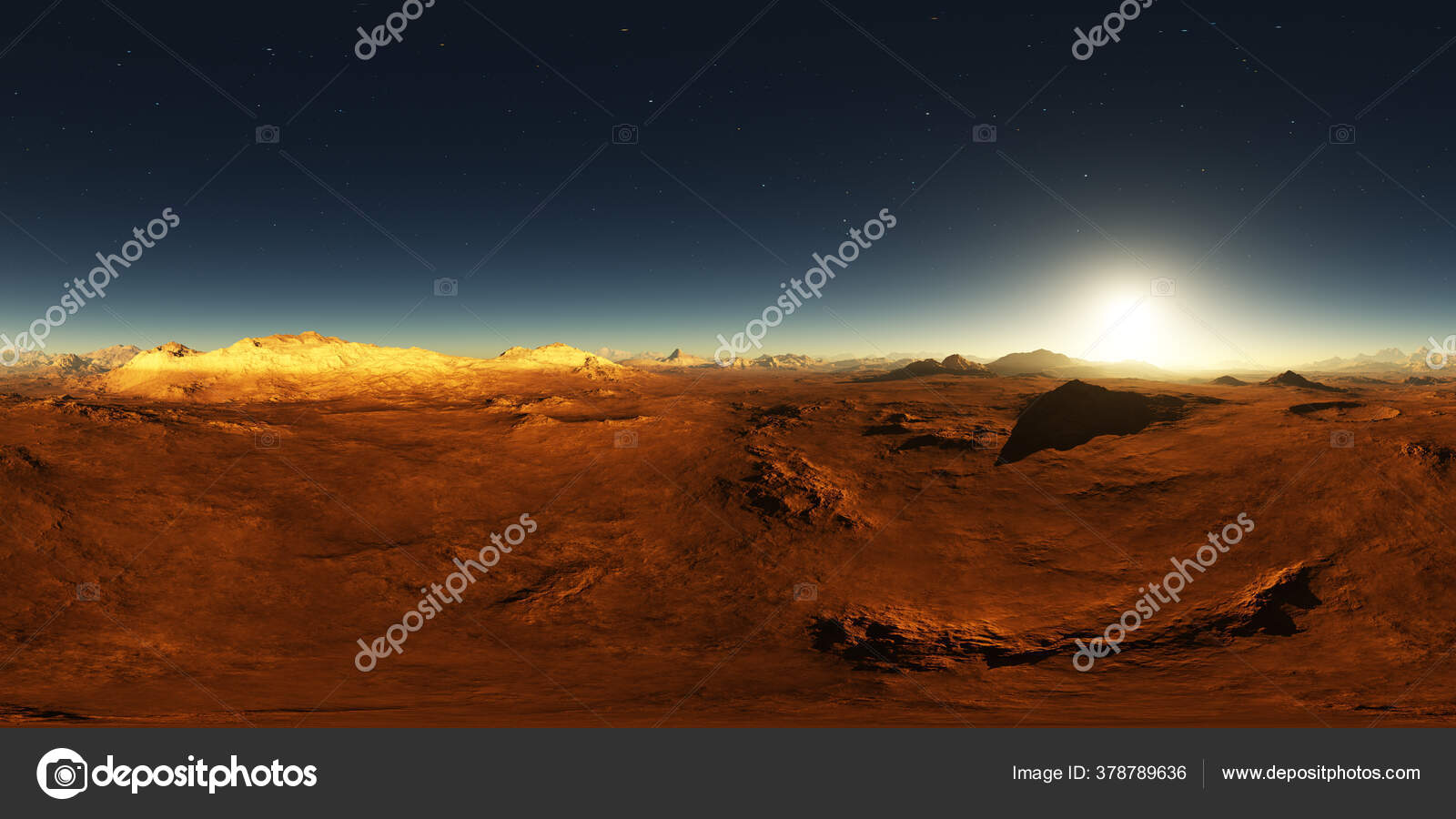 360 Hdri Panorama Mars Sunset Martian Landscape Environment Map ...
