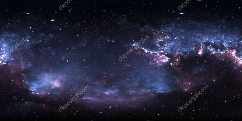 Espacio 360 grados nebulosa panorama, proyección equirectangular, mapa del medio ambiente ...