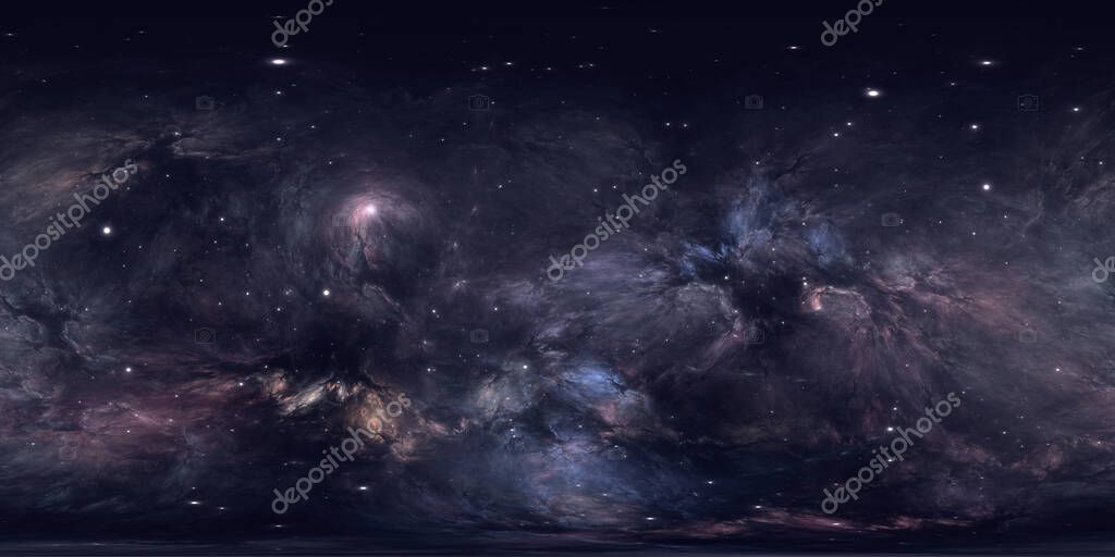 Espacio 360 grados nebulosa panorama, proyección equirectangular, mapa del medio ambiente ...