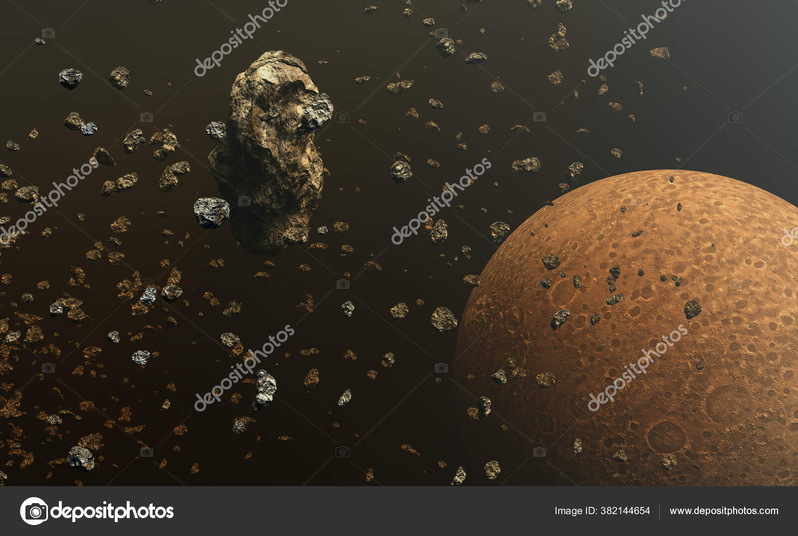Asteroids Meteorites Field Outer Space Formation Planets Illustration ...