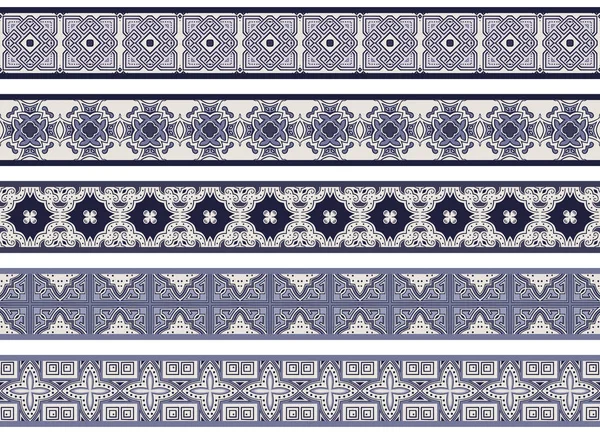 Set Five Illustrated Decorative Borders Made Abstract Elements Beige ...