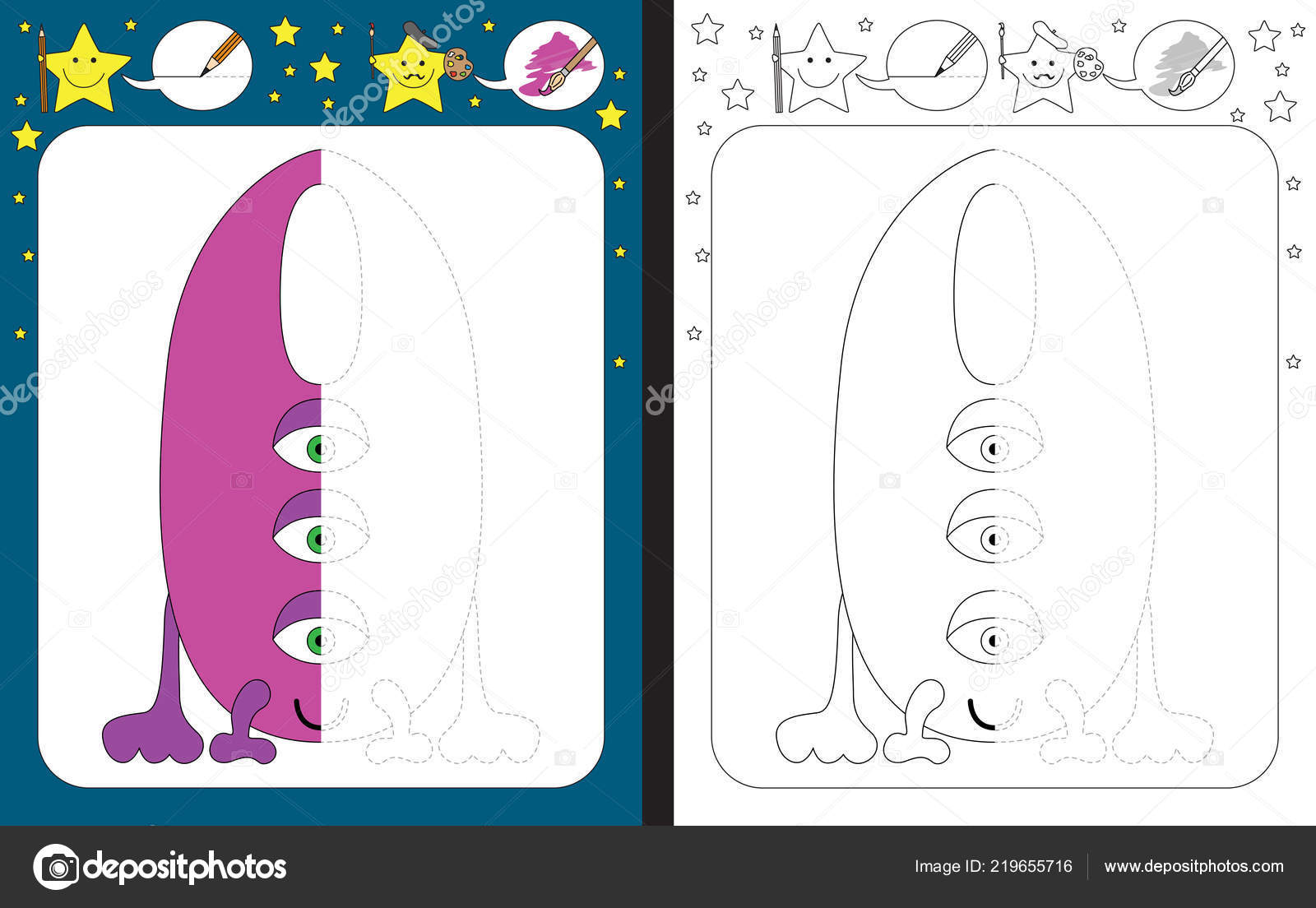 Preschool Worksheet Practicing Fine Motor Skills Tracing Dashed Lines ...