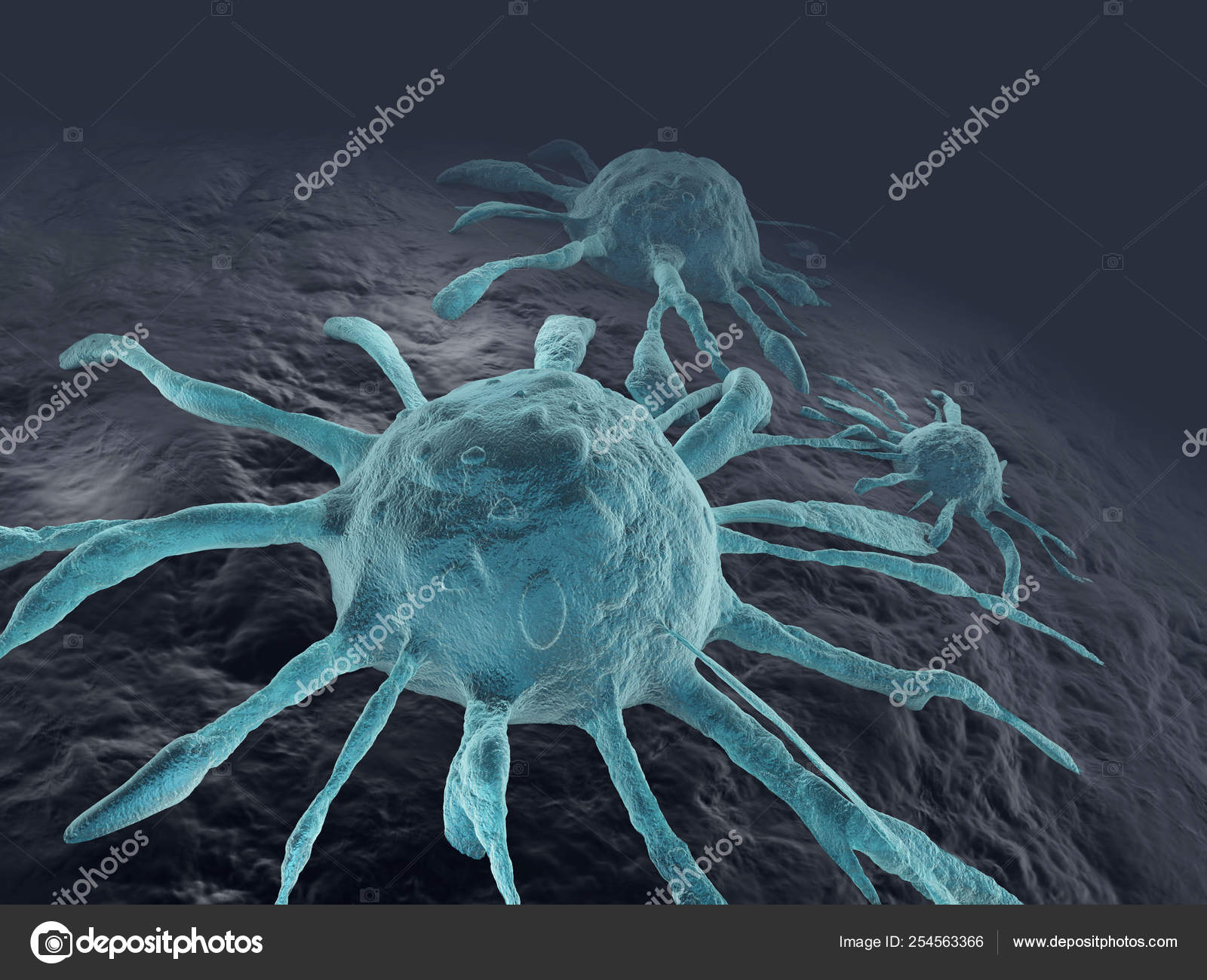 A growing Cancer cell spreading on healthy Tissue Stock Photo by ...