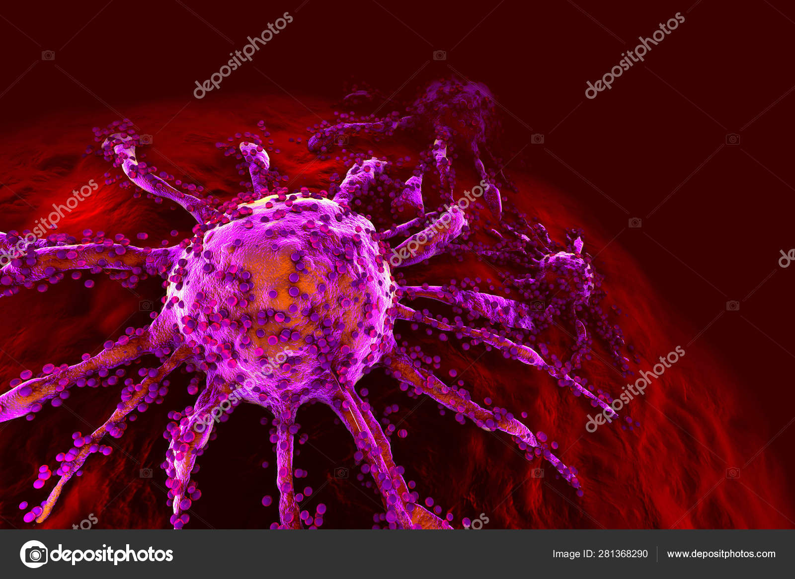 A growing Cancer cell spreading on healthy Tissue — Stock Photo ...