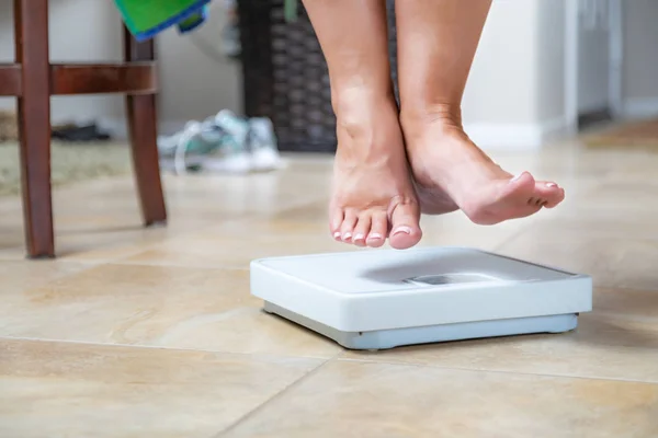 Woman Floating Slightly Sruface Weight Scale — Stock Photo © Feverpitch ...