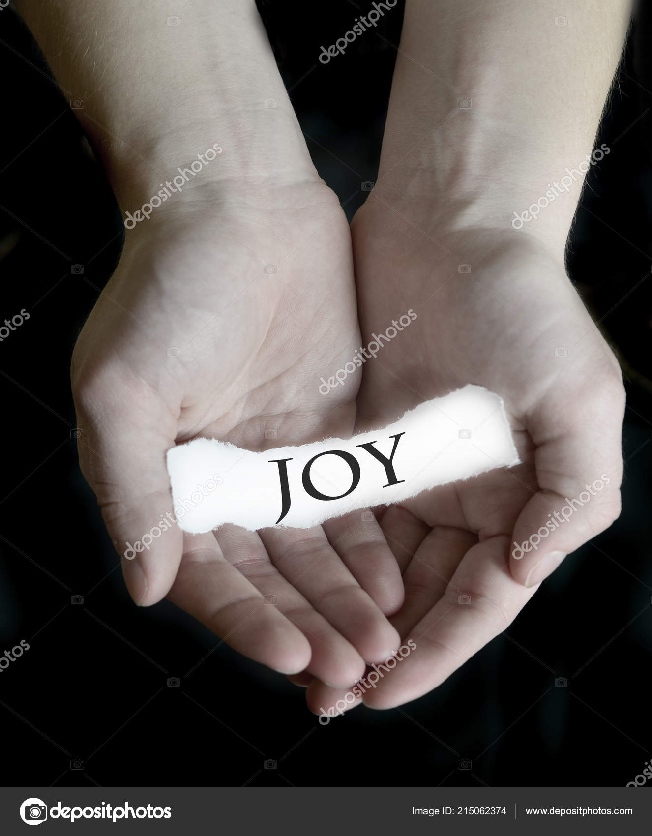 Hands Holding Joy Word Sign Paper Illustrating Choosing Happy — Stock ...