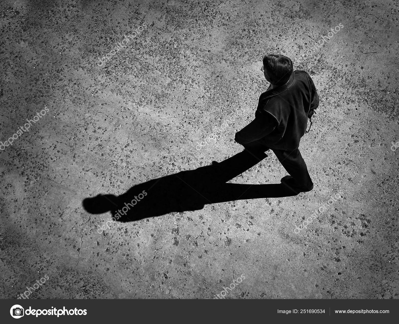 Man Walking Shadow Representing Progress and Achievement Stock Photo by ...