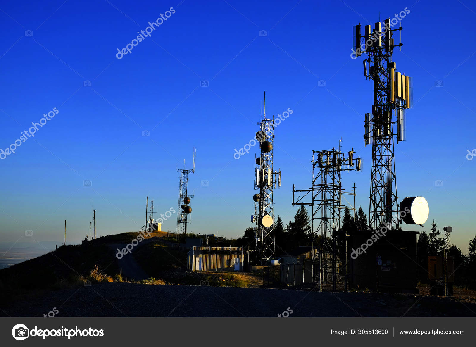 Radio Cell Cellular Broadcast Communication Towers Stock Photo by ...