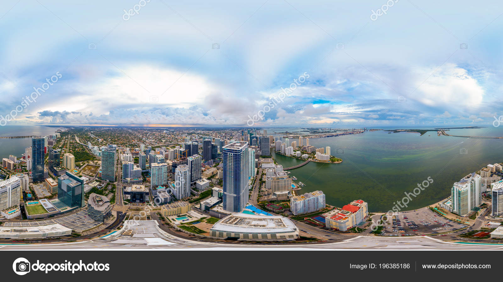 Aerial Drone Spherical Panorama Downtown Brickell Miami Dade Florida ...