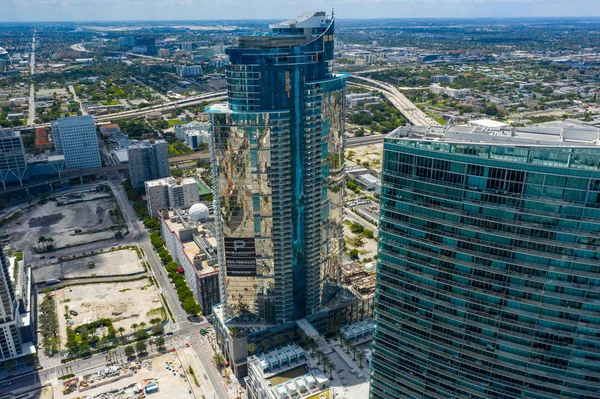 Miami Usa February 2024 Aerial Photo Vitas Tower Downtown Miami — Stock ...