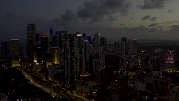Night Aerial Approach Downtown Miami Florida United States Stock Video ...