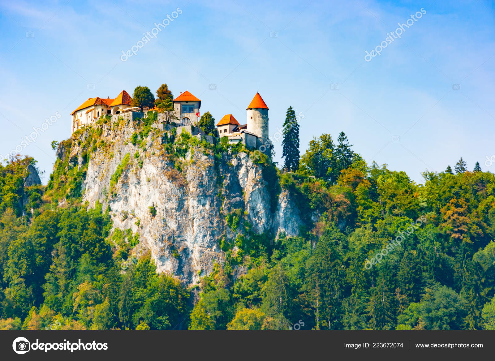 Bled Castle Build Precipice Overlooking Lake Bled Upper Carniola ...