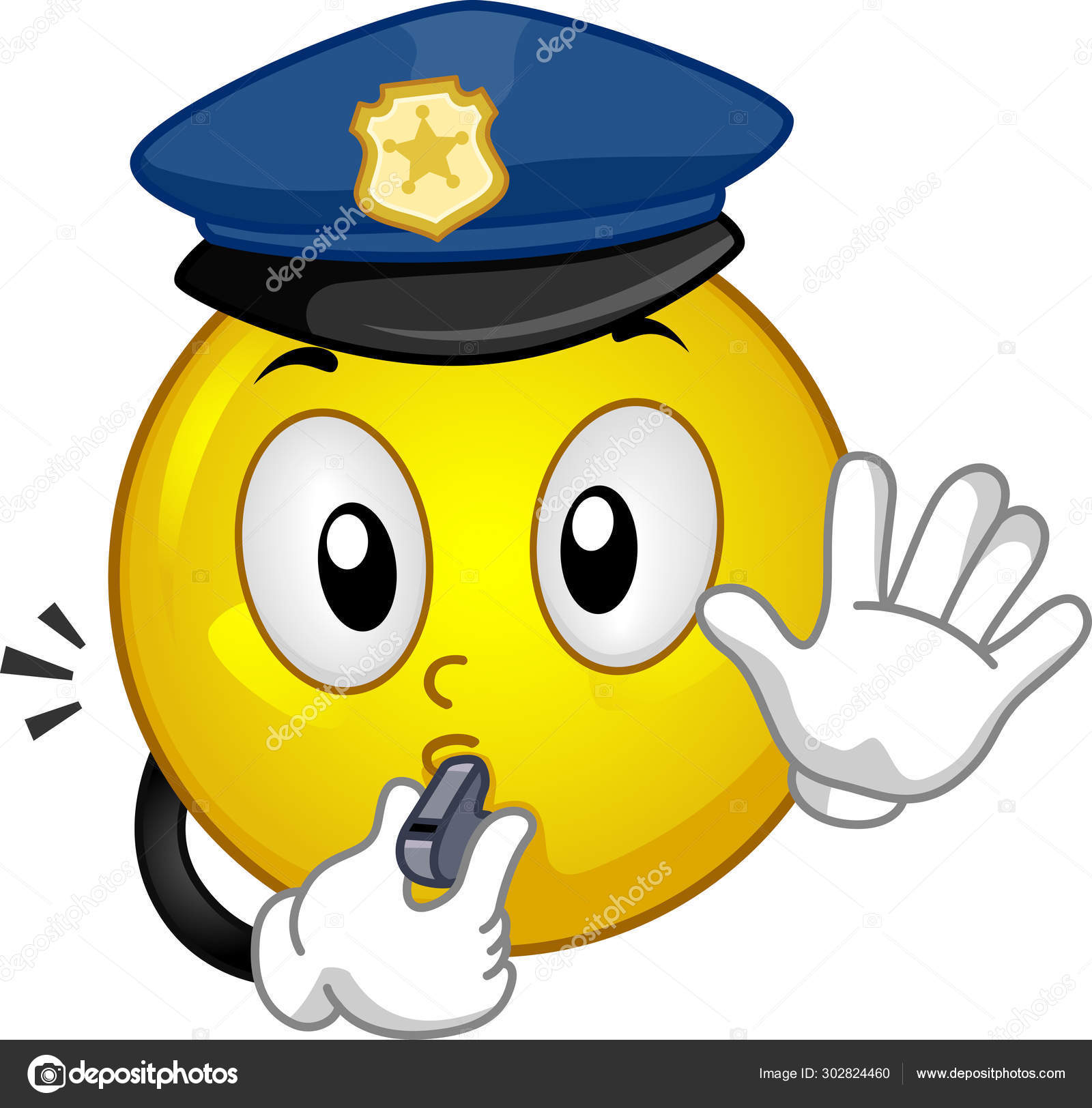 Illustration de Mascotte Smiley Police Whistle Stop Illustration par ...