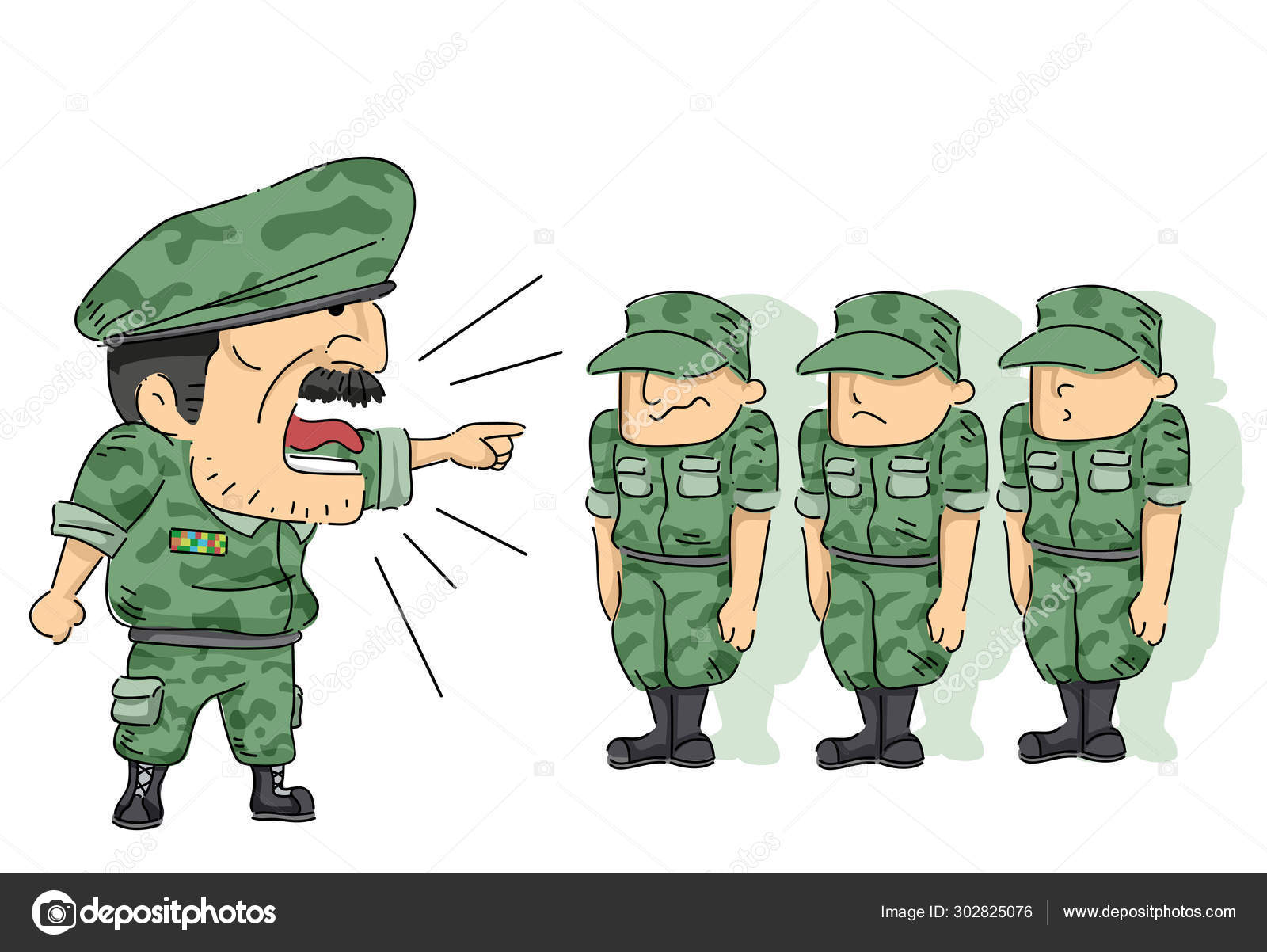 Men Officer Shout Soldier Stock Illustration by ©lenmdp #302825076