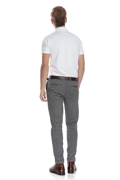 Back View Casual Man Standing White Background — Stock Photo © feedough ...