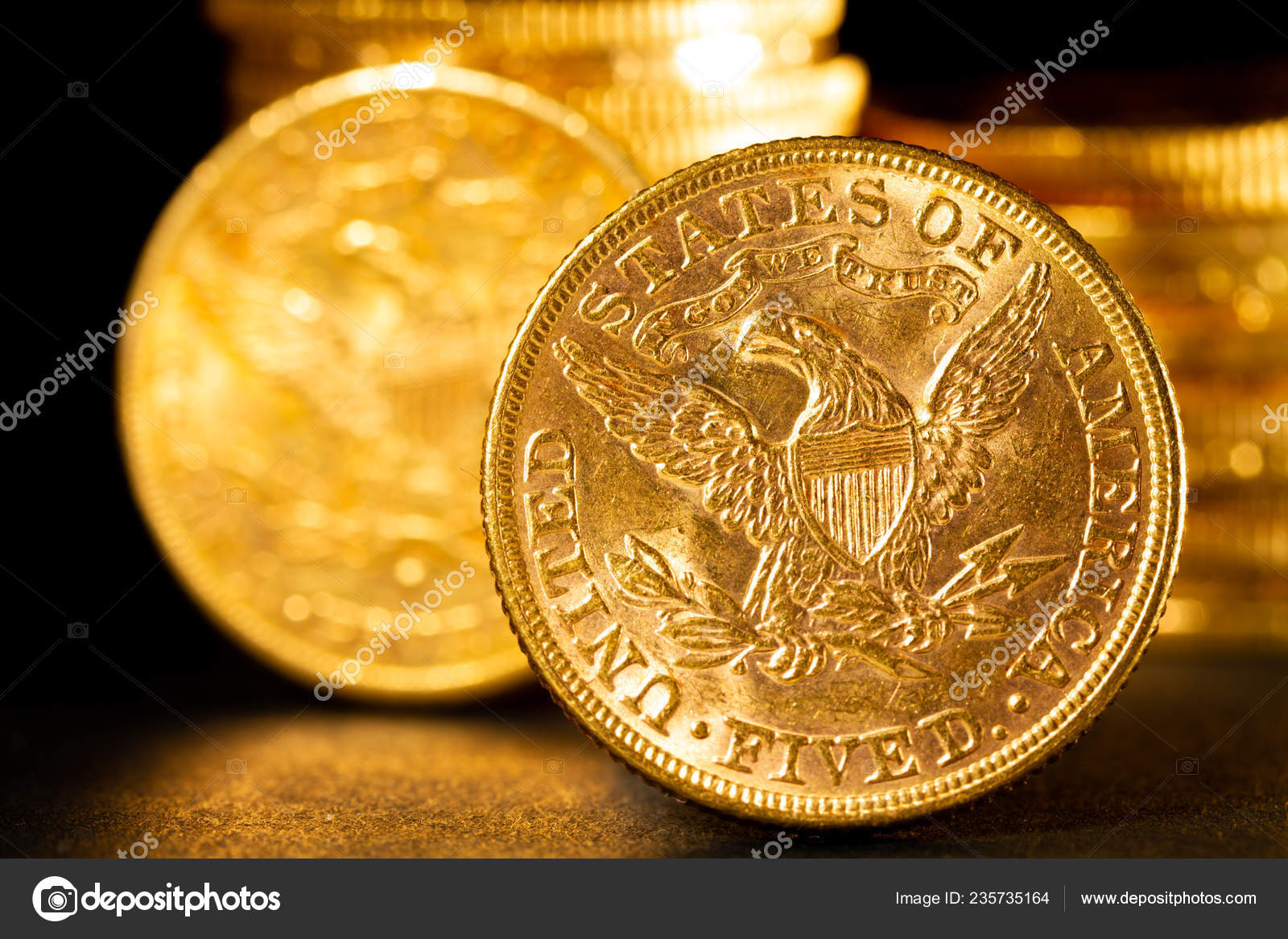 Real Gold Coins Dark Background Stock Photo by ©netfalls 235735164