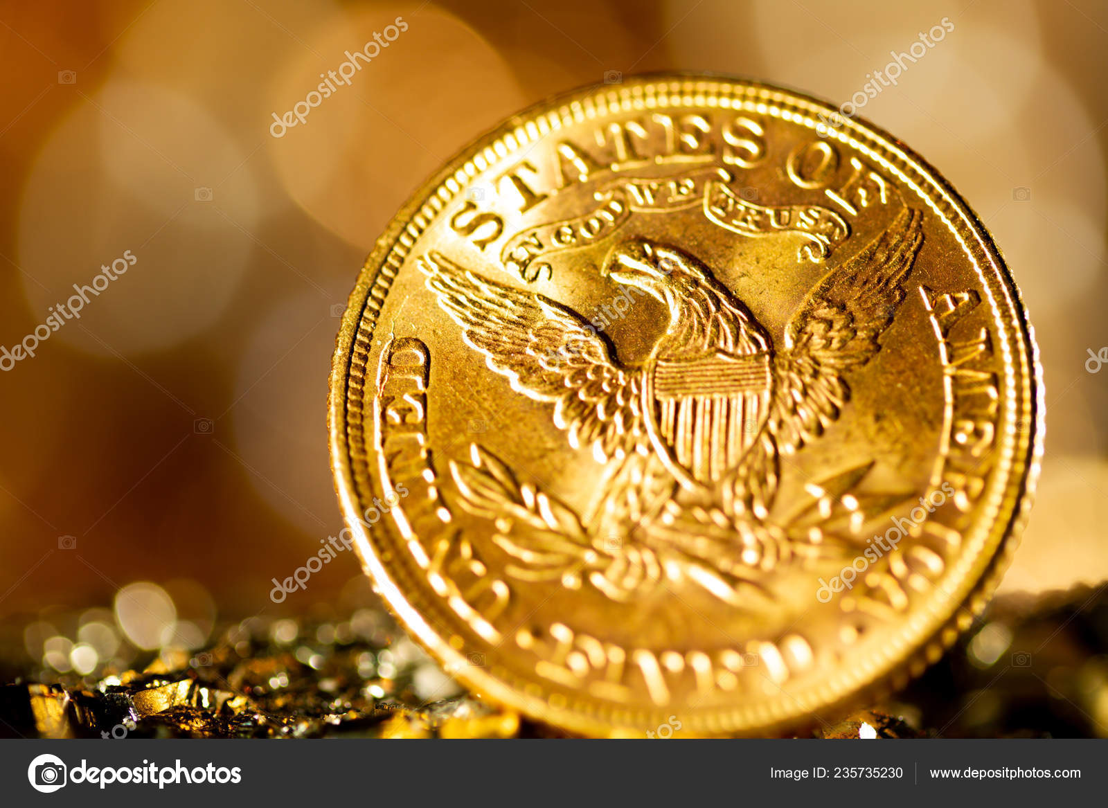 Real Gold Coins Dark Background Stock Photo by ©netfalls 235735230