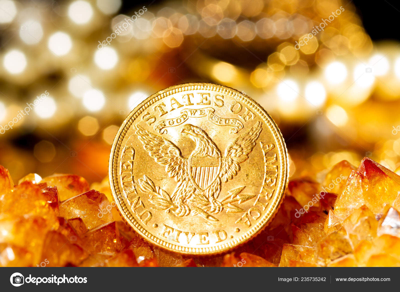 Real Gold Coins Dark Background Stock Photo by ©netfalls 235735242