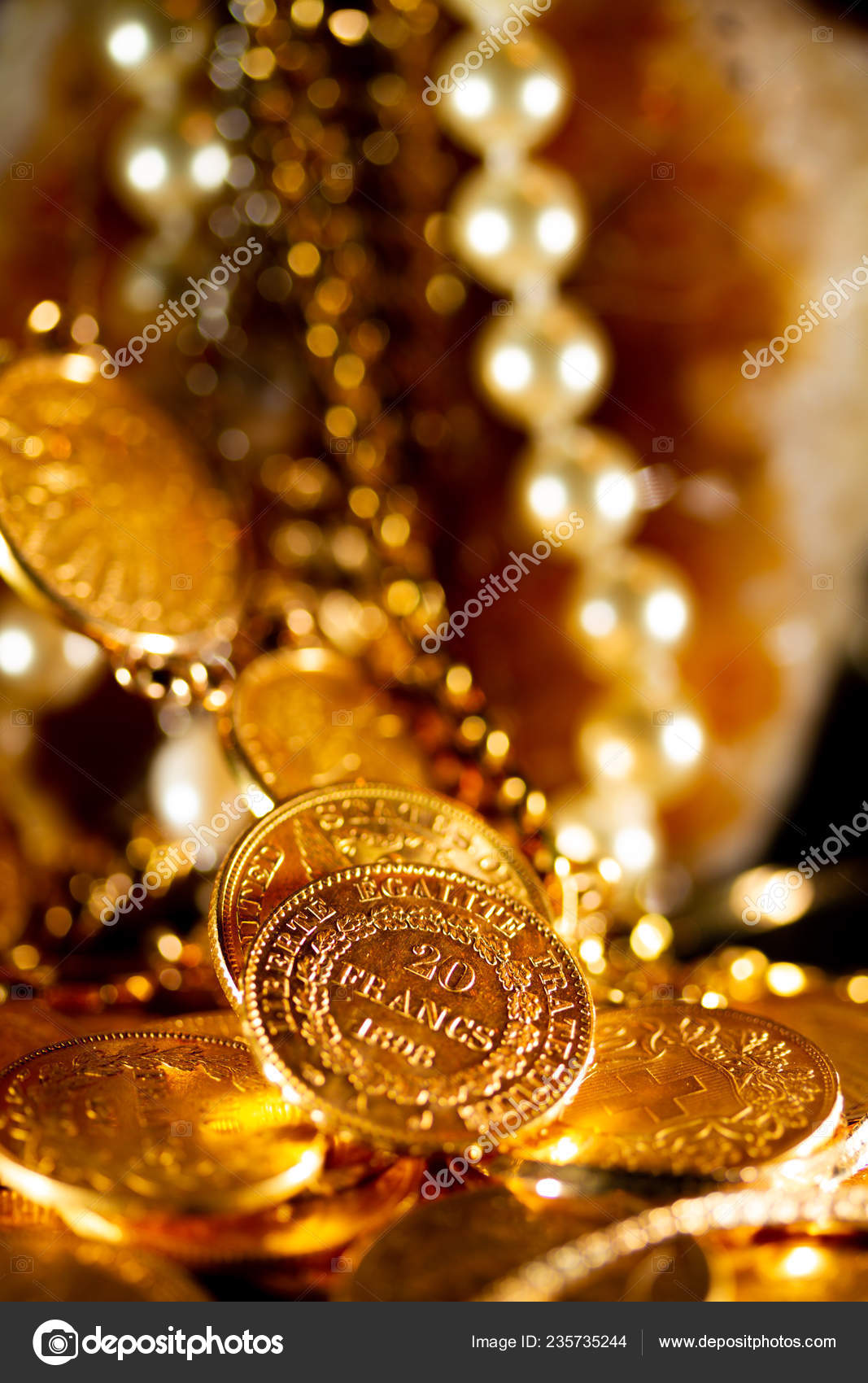 Real Gold Coins Dark Background Stock Photo by ©netfalls 235735244