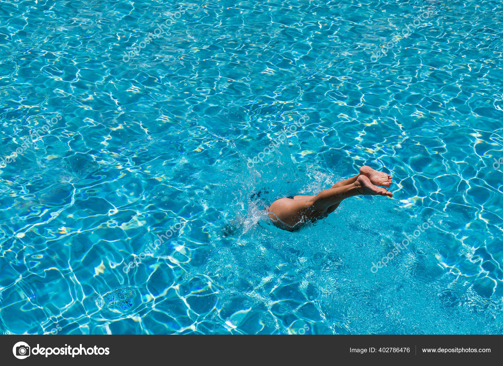 Woman Diving Luxury Five Stars Spa Resort Swimming Pool Greece — Stock ...