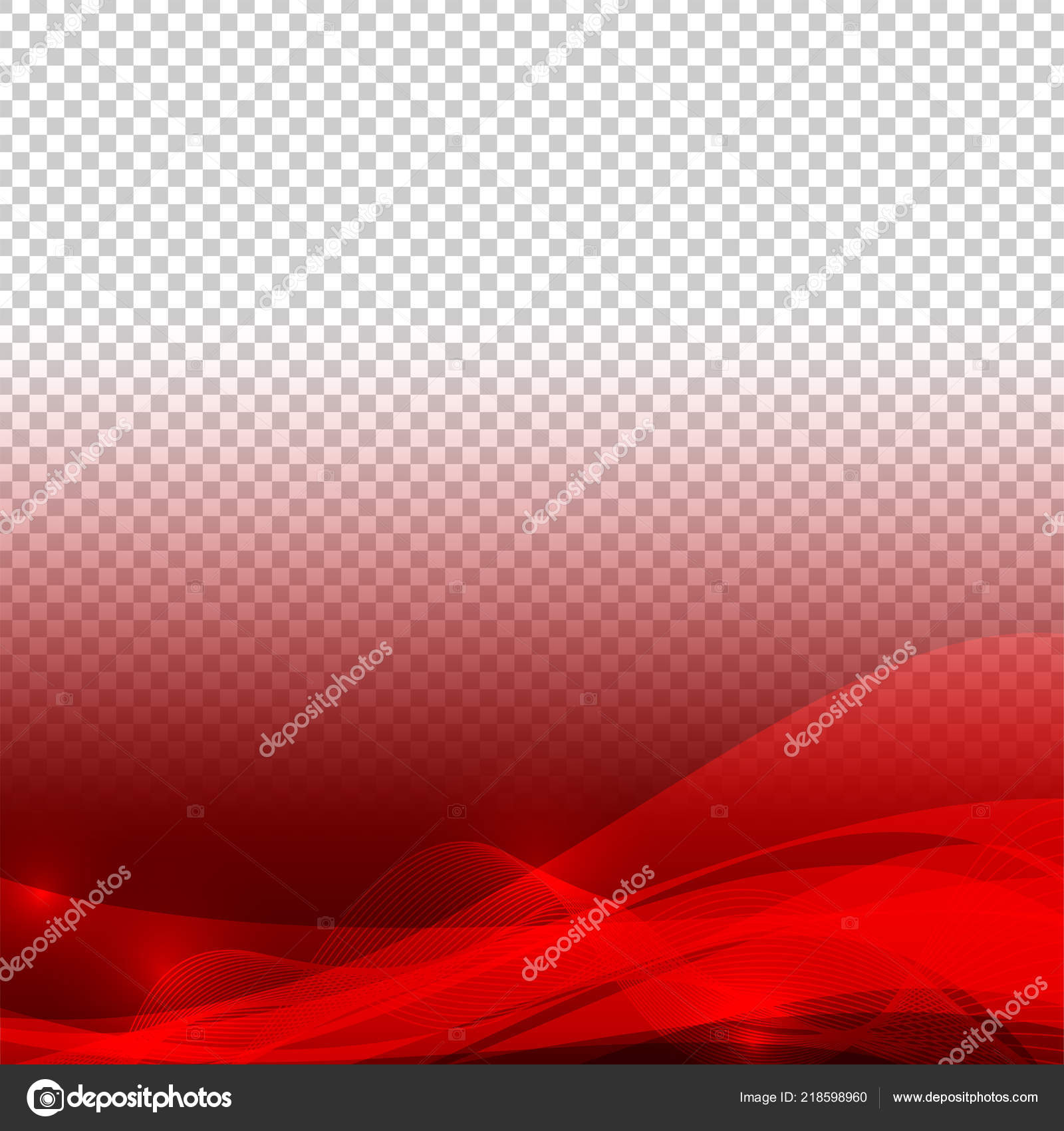 Wave Elements Red Color Abstract Vector Transparent Background — Stock ...