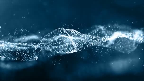 Abstract Blue Color Digital Particles Wave Bokeh Light Motion Background — Stock Video ...