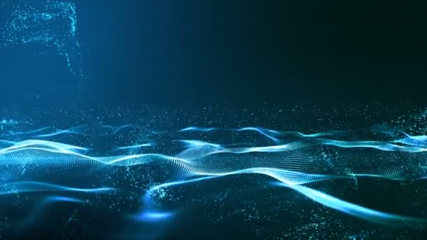 Abstract Blue Color Digital Particles Wave Bokeh Light Motion Background — Stock Video ...