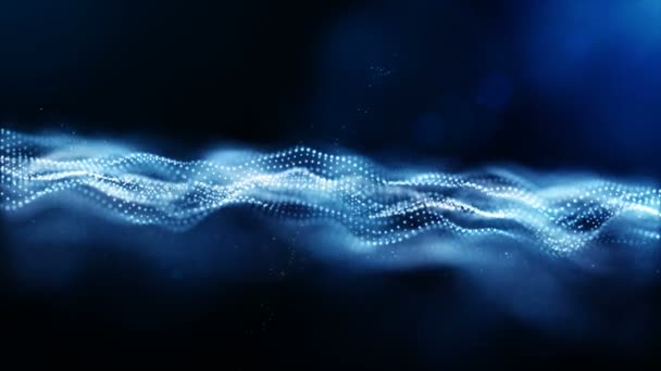 Abstract Blue Color Digital Particles Wave Bokeh Light Motion Background — Stock Video ...