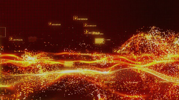 Red color particles wave flow abstract background - Stock Image ...