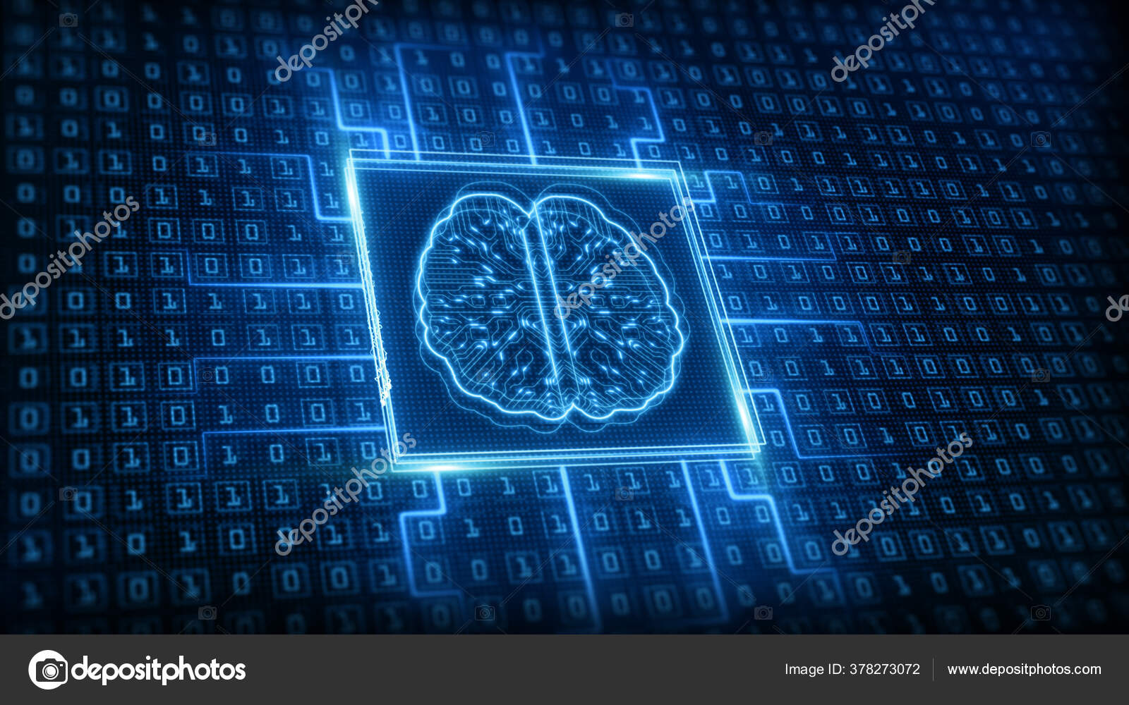 Artificial Intelligence Brain Icon Big Data Flow Analysis Deep Learning Stock Photo by ...