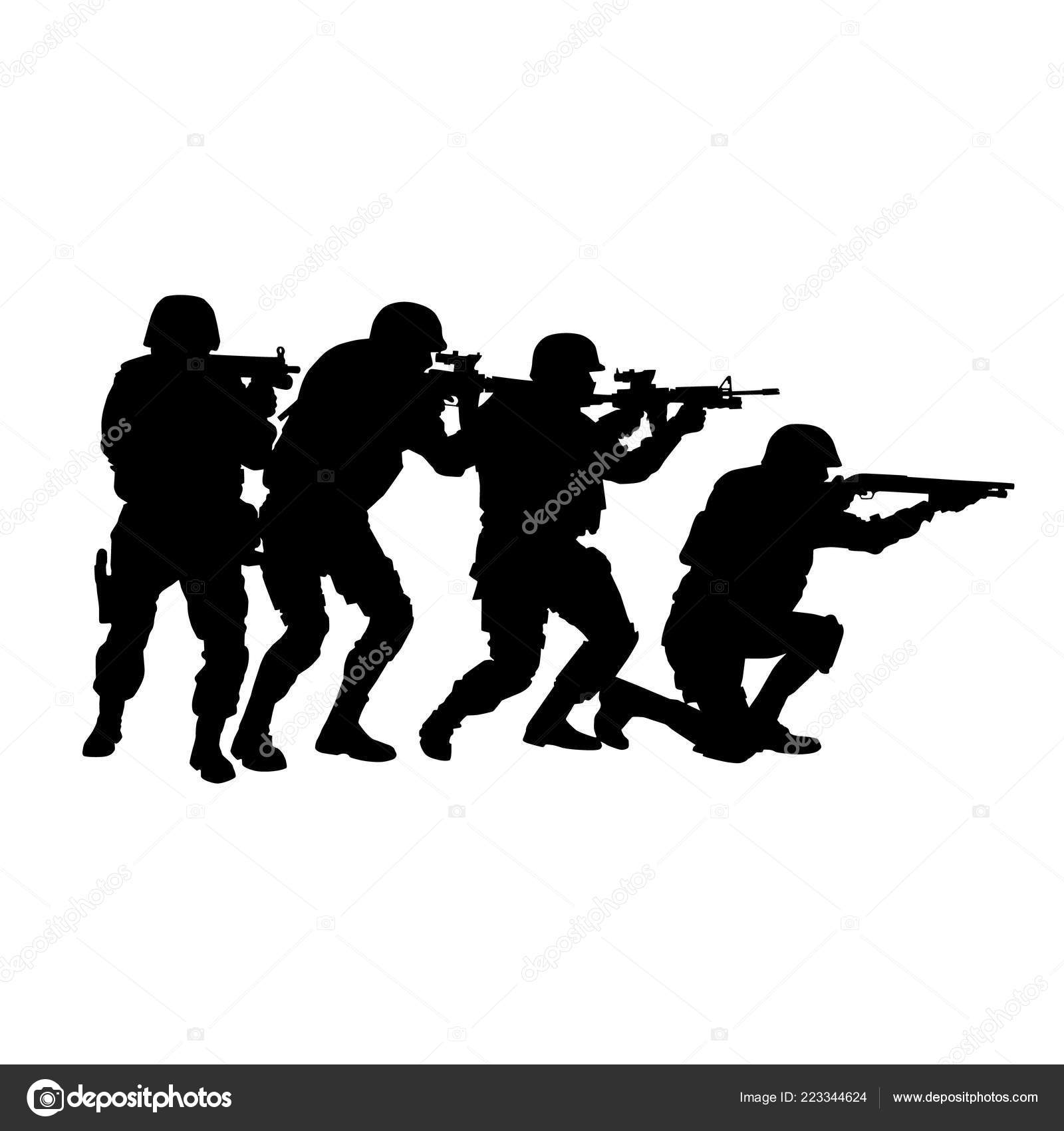 SWAT team in stack formation vector silhouette Stock Vector Image by ...