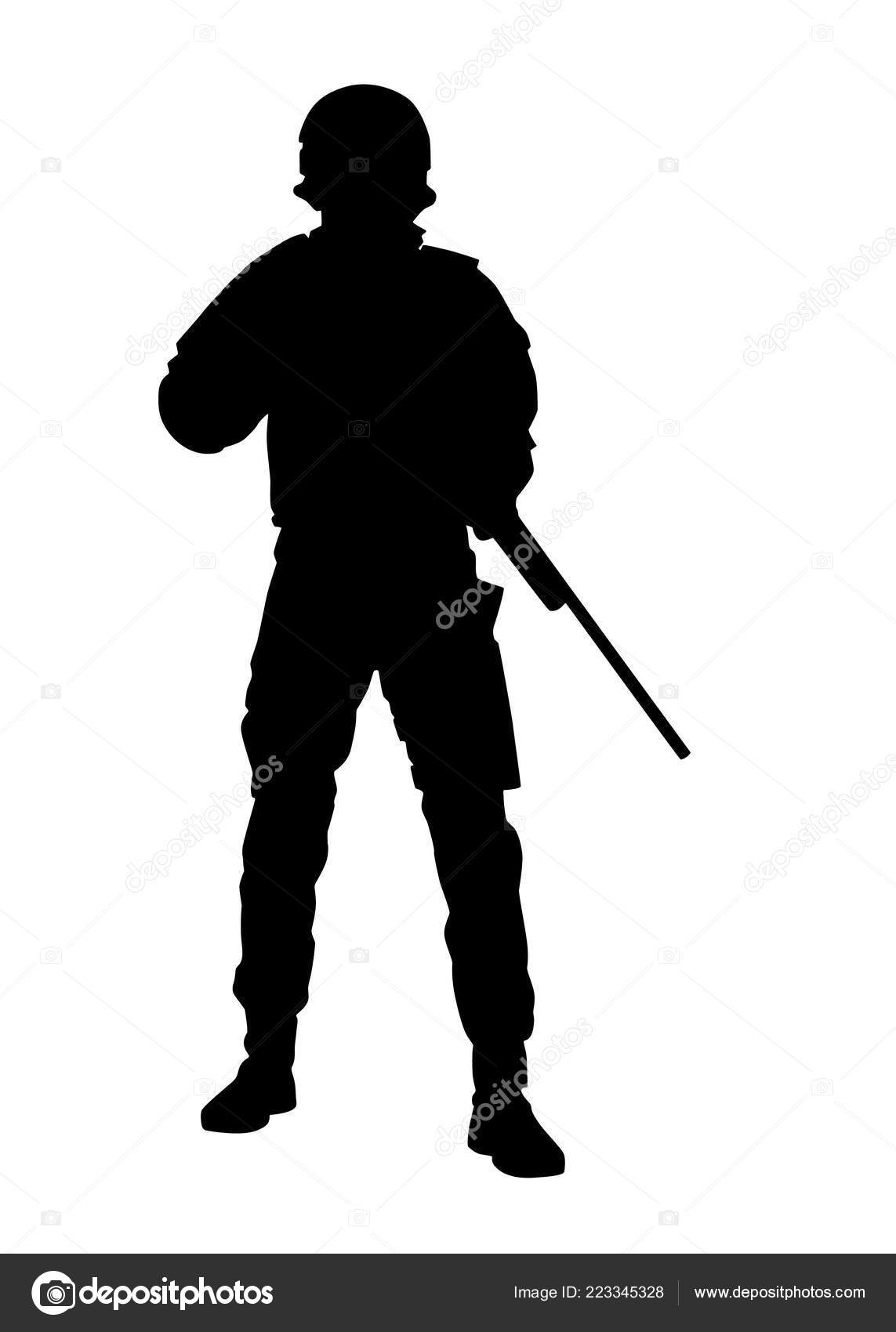 Police forces sniper with rifle vector silhouette Stock Vector by ...