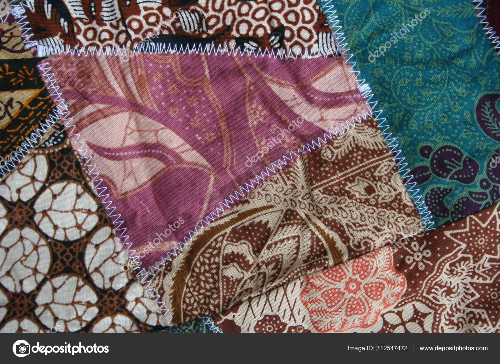 Batik Material Background Indonesian Material Pieced Together White ...