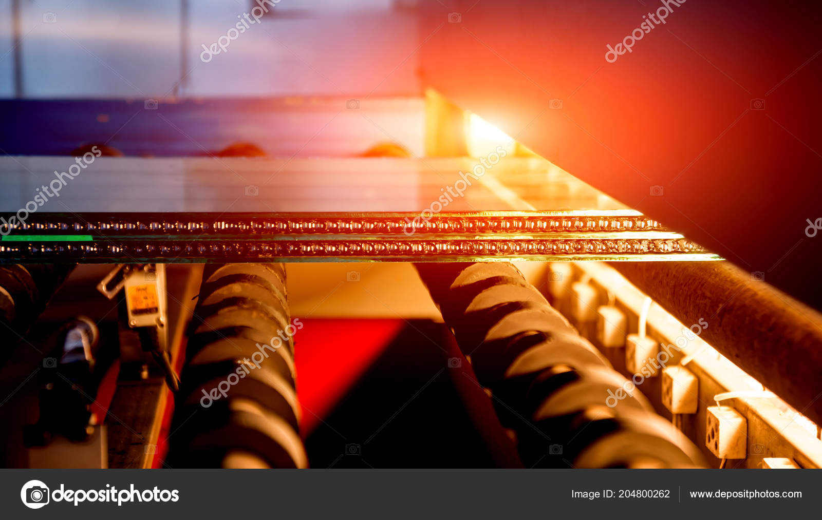 Conveyor Belt Production Window Pane Industrial Equipment Background ...