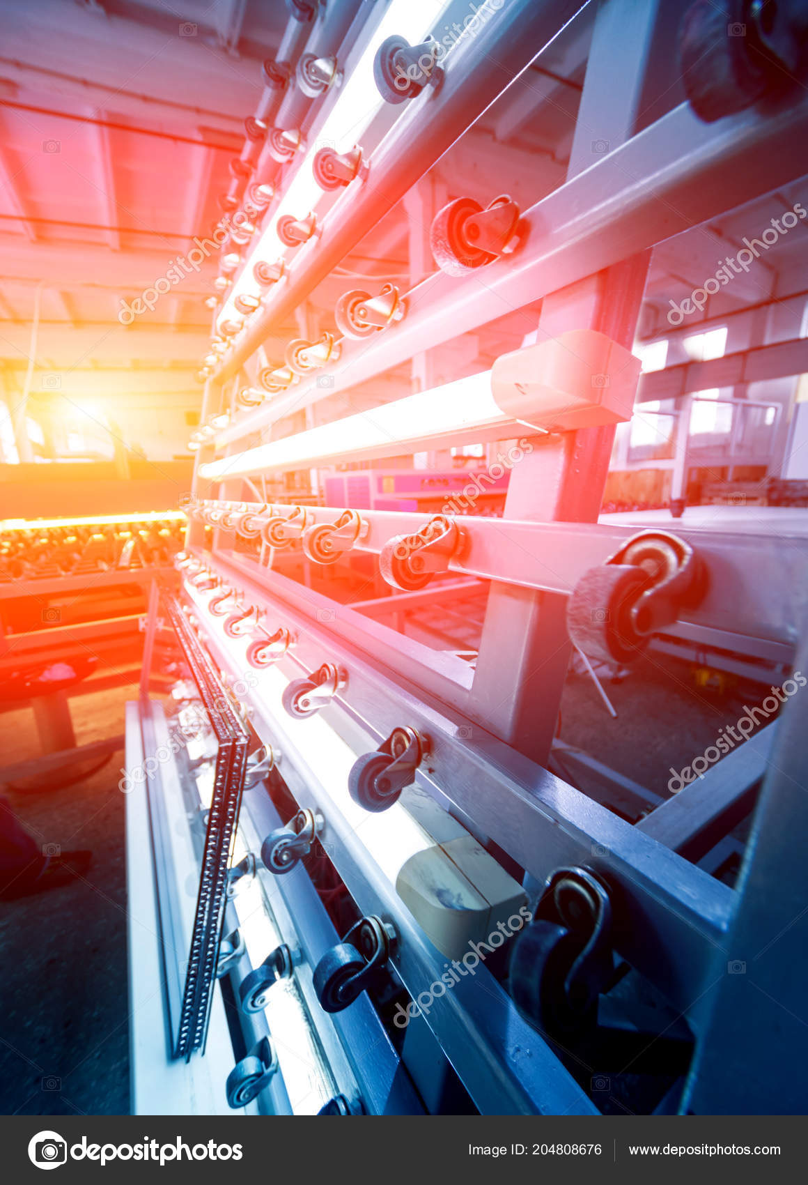 Conveyor Belt Production Window Pane Industrial Equipment Background ...